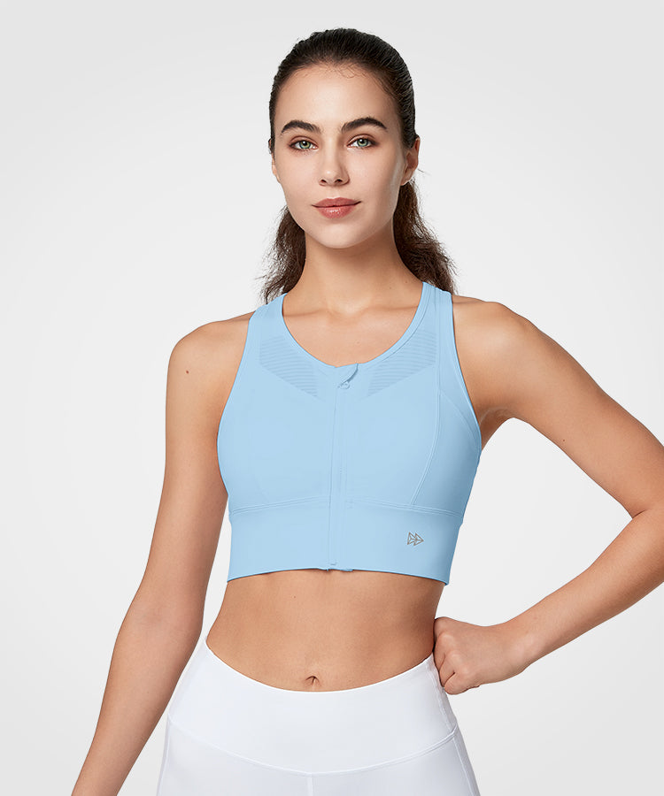 Enfold Zipper Mesh Racerback Padded Running Bra | Women's High Support ...