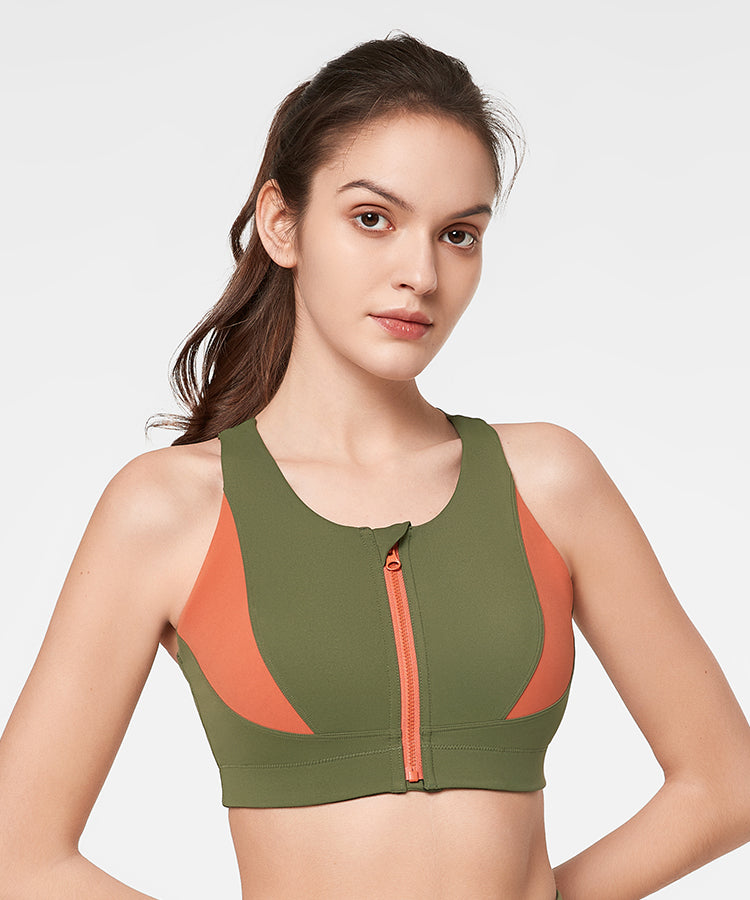 Echo Adjustable Zip Perforated Racerback Padded Running Bra | Women's ...