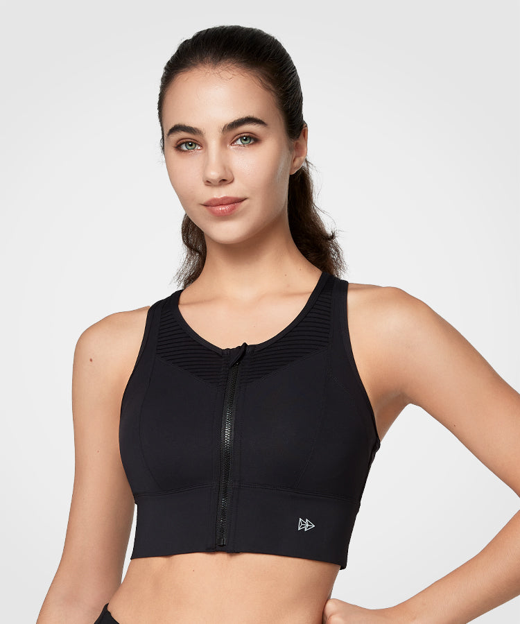 Enfold Zipper Mesh Racerback Padded Running Bra | Women's High Support ...
