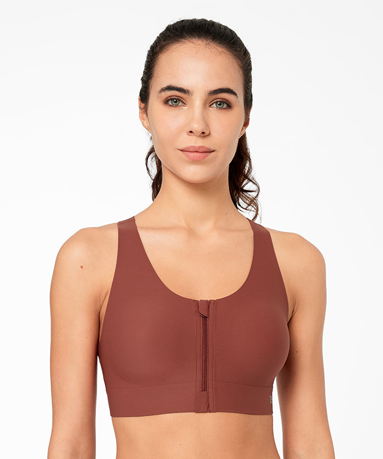 Shift Front Zip Crisscross Padded Gym Bra | Women's Medium Support Spo ...