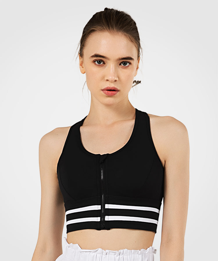 Power Longline Front Zip Balance Running Bra | Women's High Support Sp ...